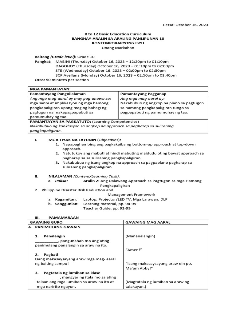 DLP 5 - Q1M2 (B2) PDRRMF | PDF