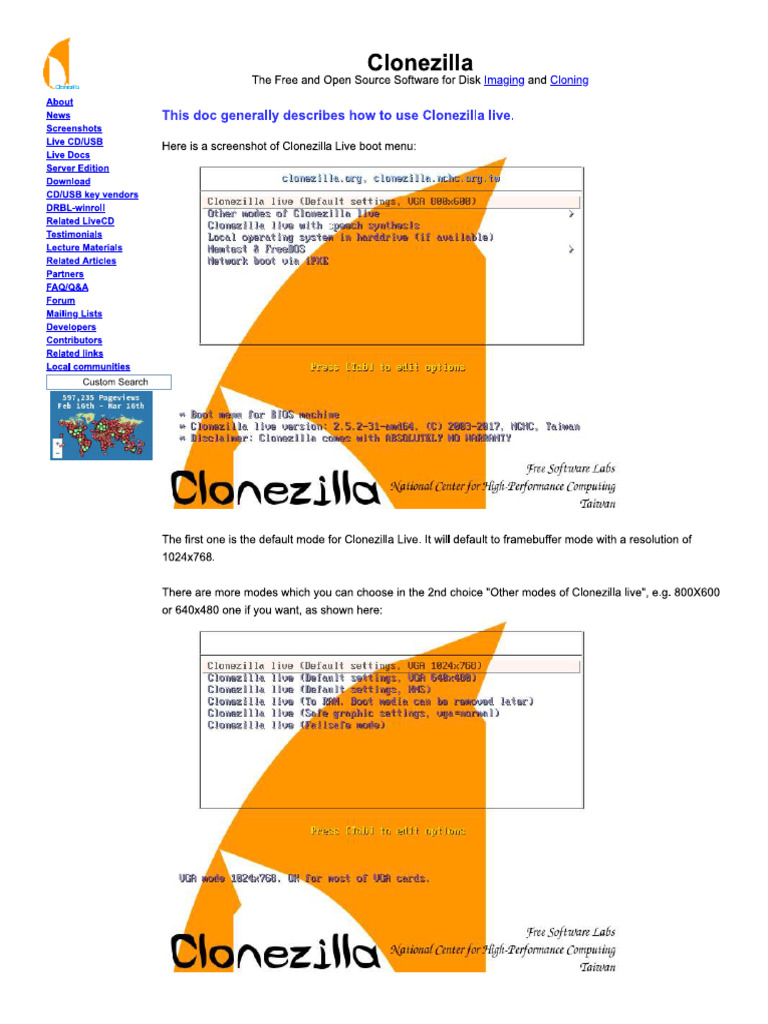 General Clonezilla Live Usage | PDF