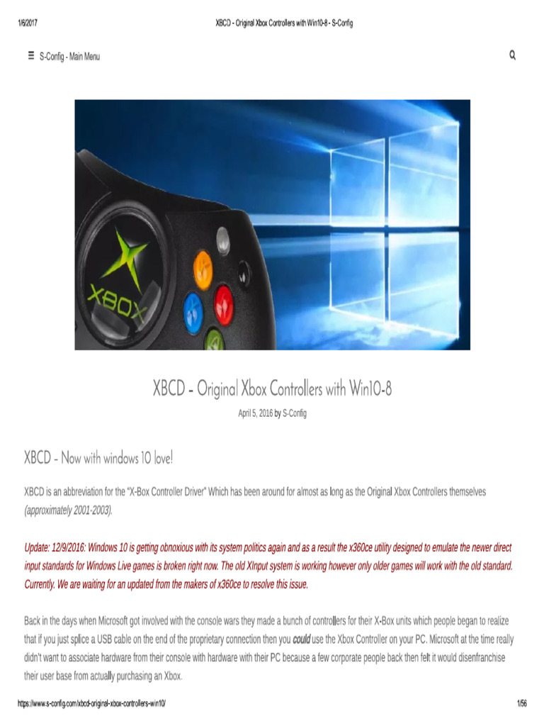 Original Xbox Controllers With Win10-8 - S-Config | PDF