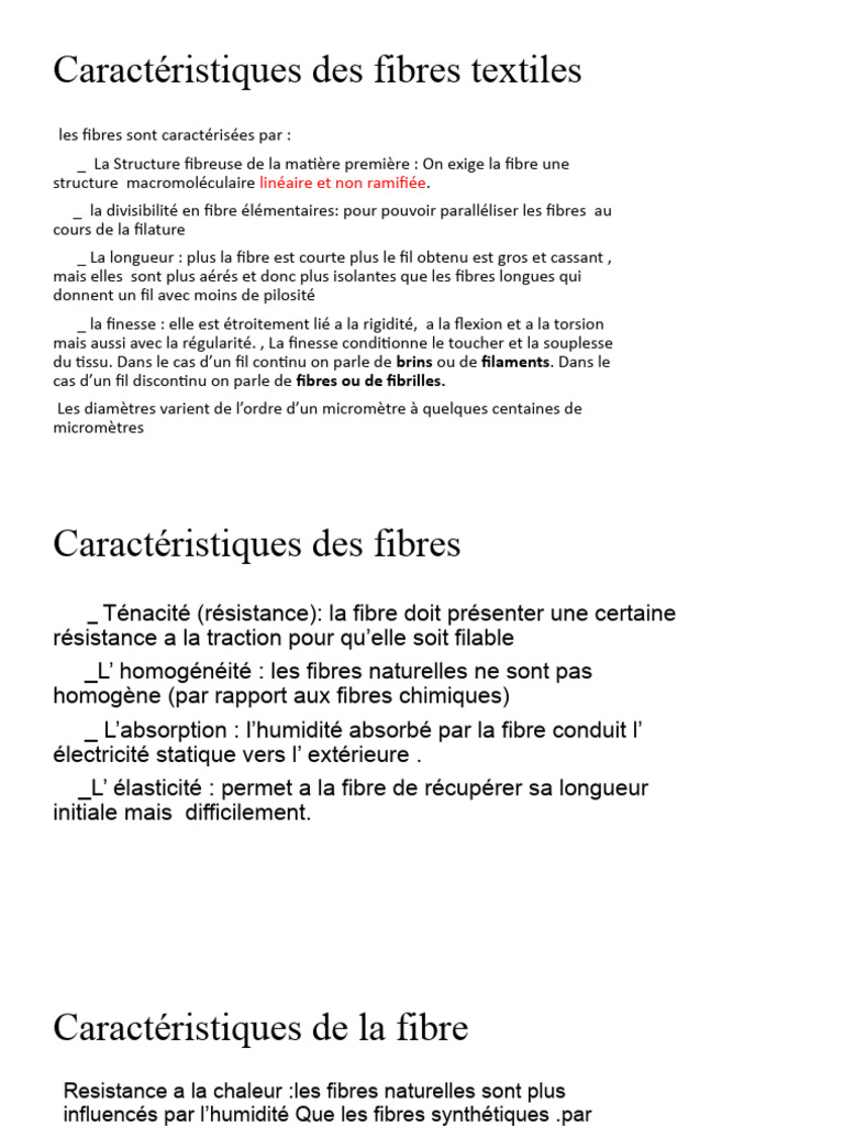 Caractéristiques Et Proprietes Physique Des Fibres Textiles | PDF | Les ...
