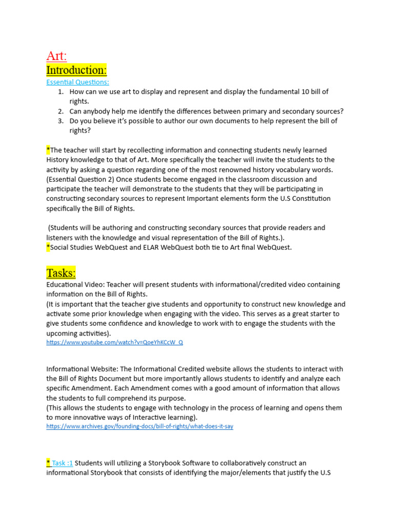 Art Webquest | PDF | Multimedia | Teachers