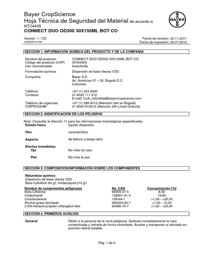 Ficha Técnica de CONNECT DUO OD300 | PDF | Ciencia medioambiental