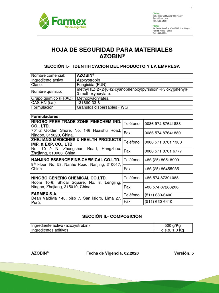 Azobin - MSDS V5 | PDF | Agua | Vertedero
