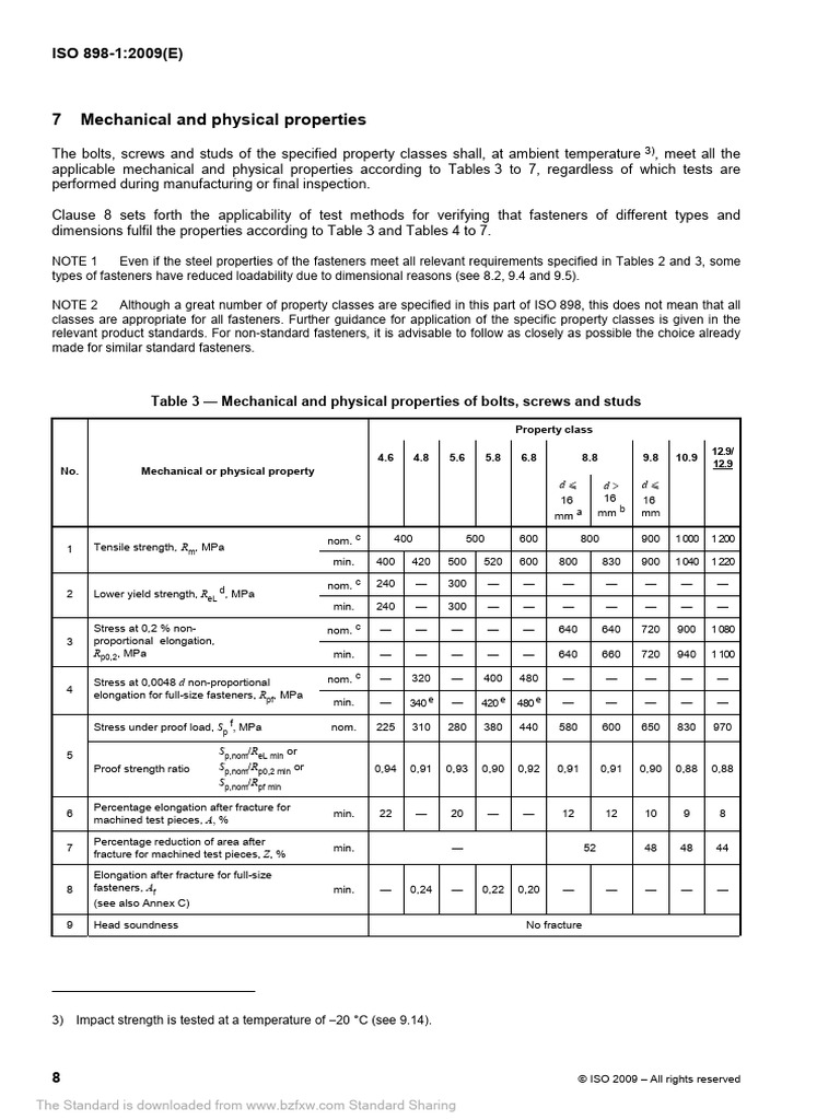 ISO 898-1 Mechanical Properties Overview | PDF | Screw | Physical Sciences