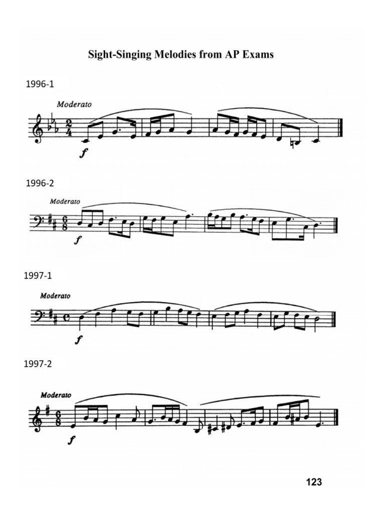 AP Music Theory Exam Sight Readings of The Past | PDF