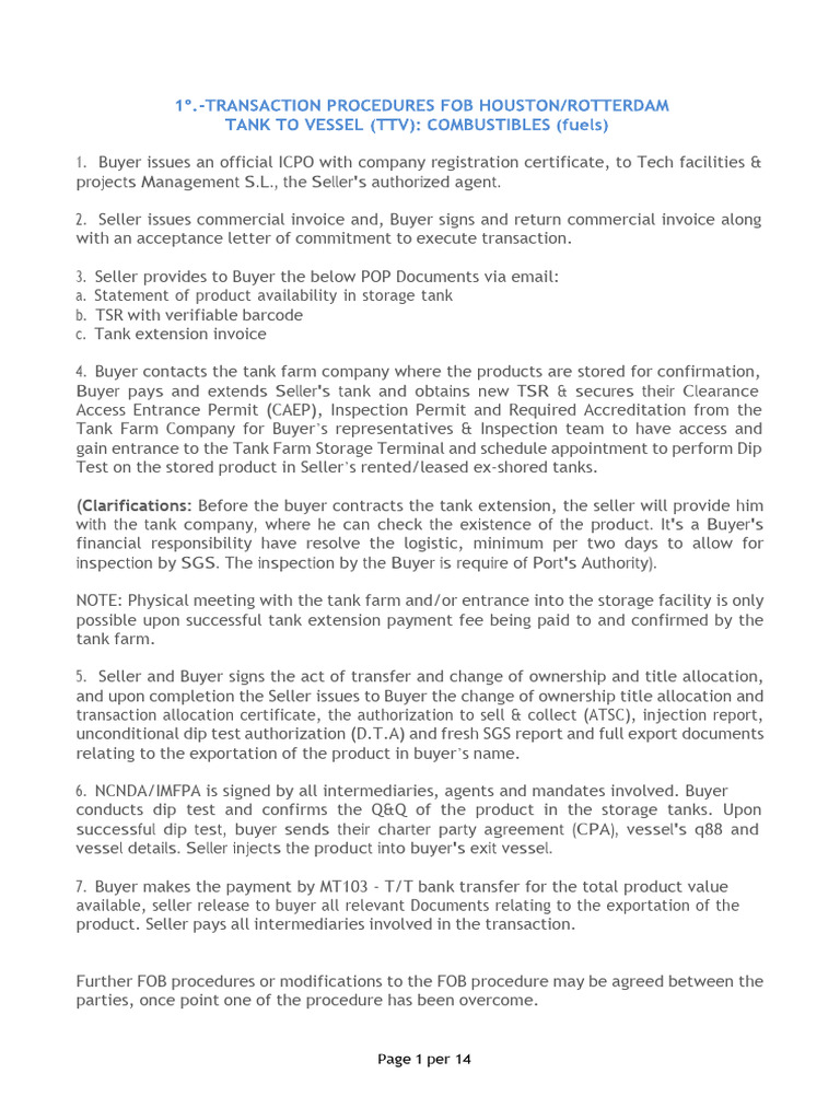 Fuel Transaction Procedures and Documentation | PDF | Letter Of Credit | Invoice