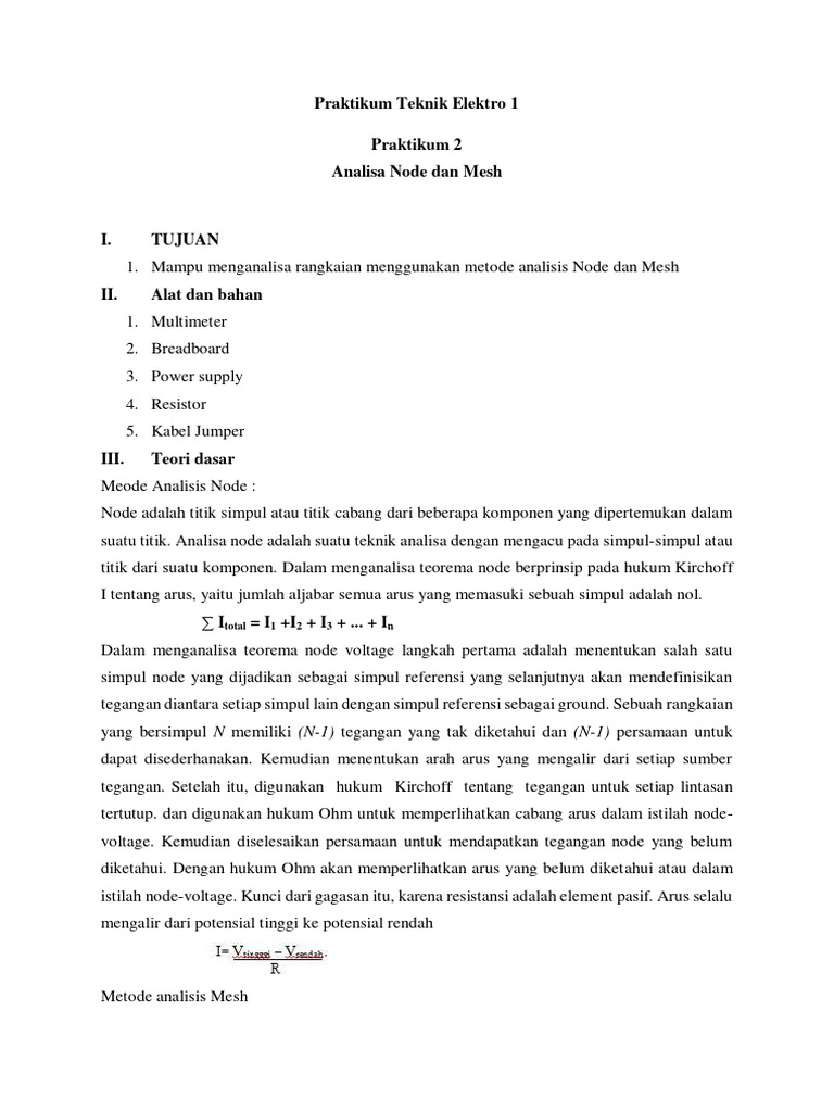 Praktikum 2 Analisis Node, Mesh | PDF