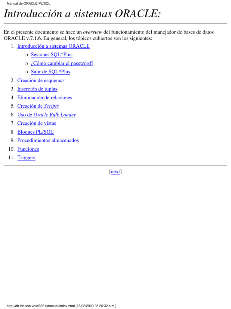 Introducción a l Sistema Oracle | PDF | Pl / Sql | SQL