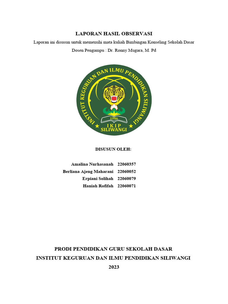 Laporan Hasil Observasi Bimbingan Konseling | PDF
