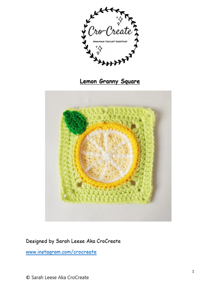 Lemon Granny Square | Download Free PDF | Crochet | Decorative Arts