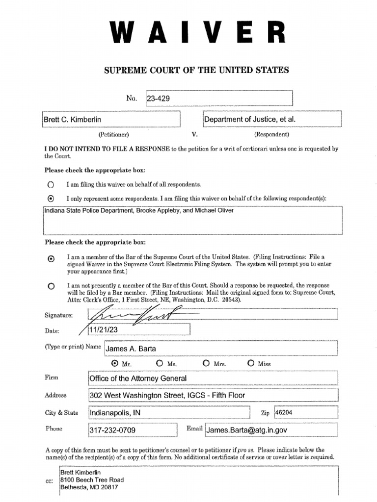 In State Police Waiver-Kimberlin v. DOJ | PDF