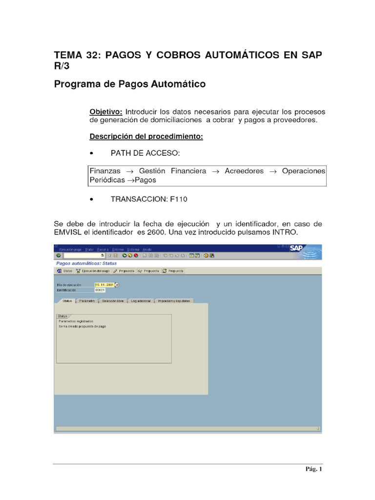 TEMA 32 - PAGOS Y COBROS AUTOMÁTICOS EN SAP R - 3 Programa de Pagos ...