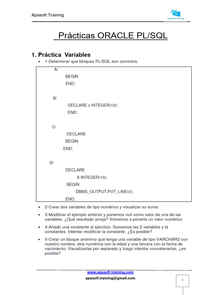 2-Variables PL | PDF | Pl / Sql | Programación de computadoras