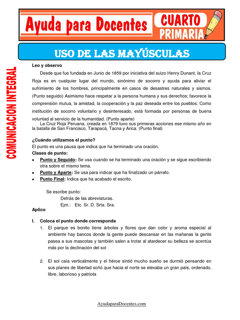 El Uso de Las Mayusculas para Cuarto de Primaria | PDF | Amor