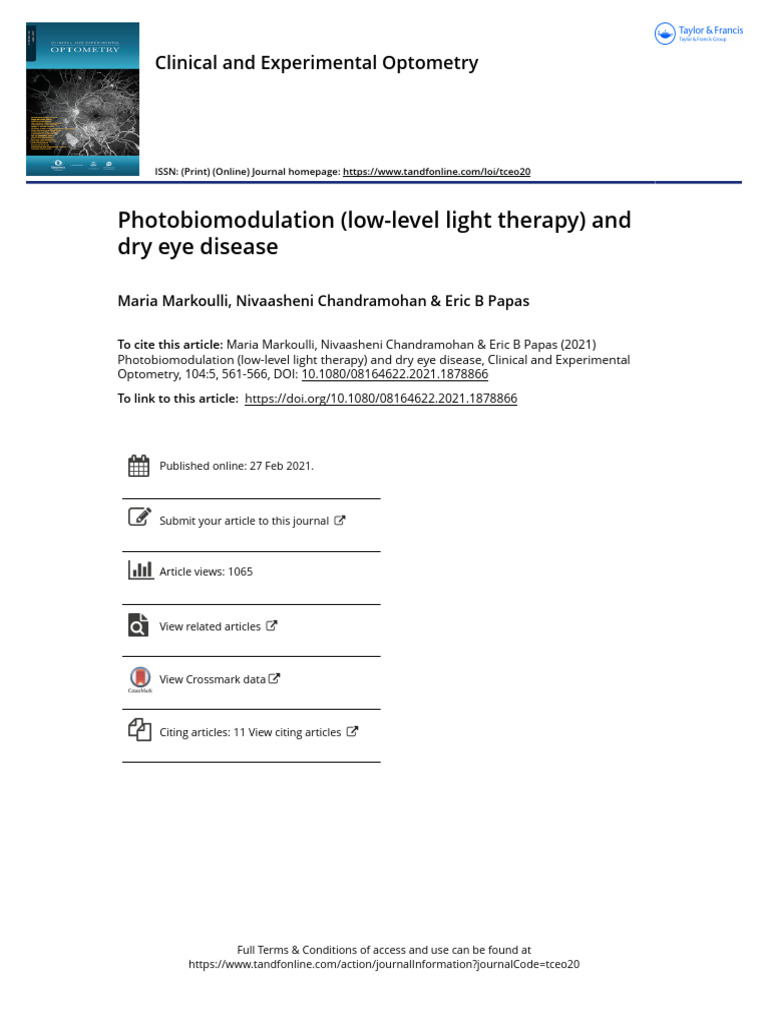 Photobiomodulation Low-Level Light Therapy and Dry Eye Disease | PDF ...