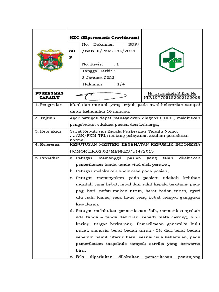 SOP Patologis - HEG (SDH Edit) - 121013 | PDF