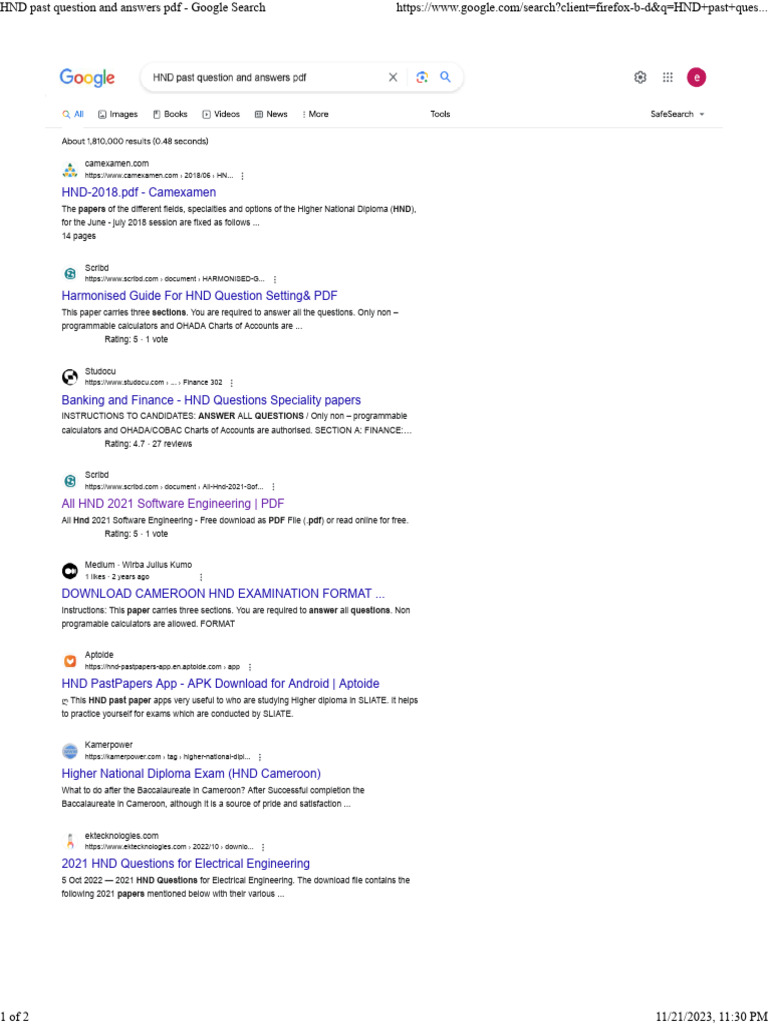 HND Past Questions and Answers 2018 | PDF