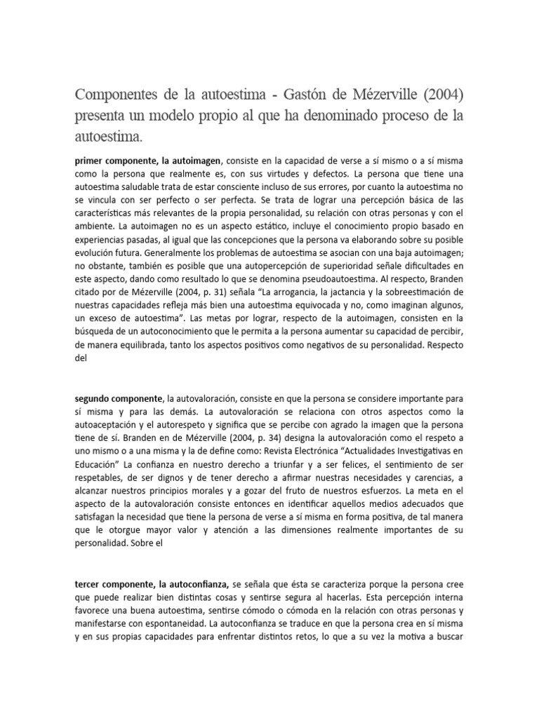 Lectura 1 Autoestima | PDF | Autoestima | Sicología