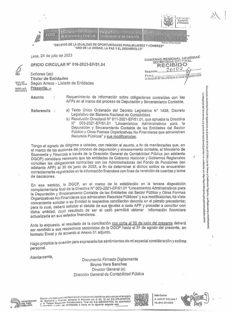 Oficio Circular | PDF