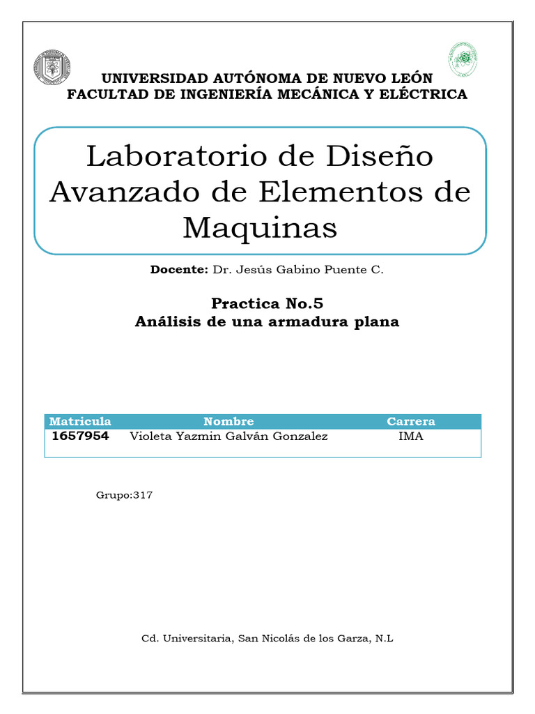 PRACTICA 5 LAB DISEÑO AVANZADO | PDF | Braguero | Análisis estructural