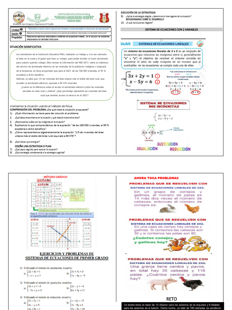 Actividad Sesion 03 SISTEMA DE ECUACIONES | PDF | Ecuaciones | Sistema de ecuaciones lineales