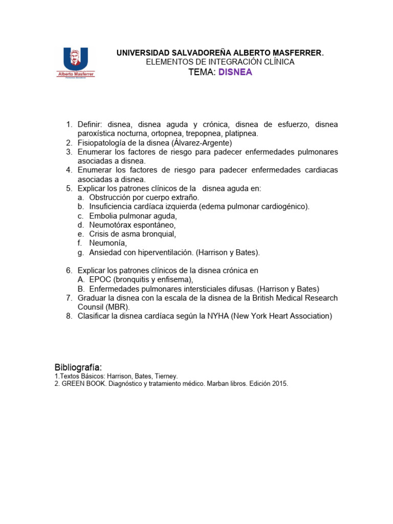 Disnea Elementos | PDF | Infarto de miocardio | Enfermedad pulmonar ...