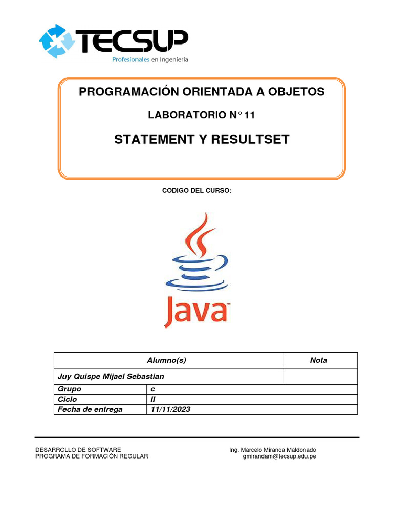 Laboratorio Java: Registro de Alumnos | PDF | Bases de datos | SQL