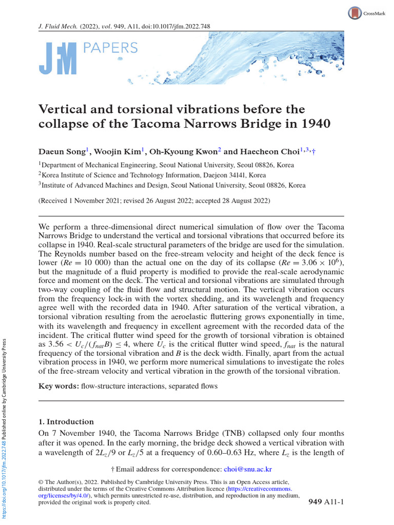 Vertical and Torsional Vibrations Before The Collapse of The Tacoma ...