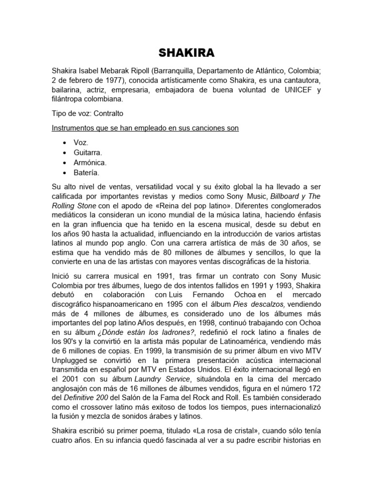SHAKIRA | PDF