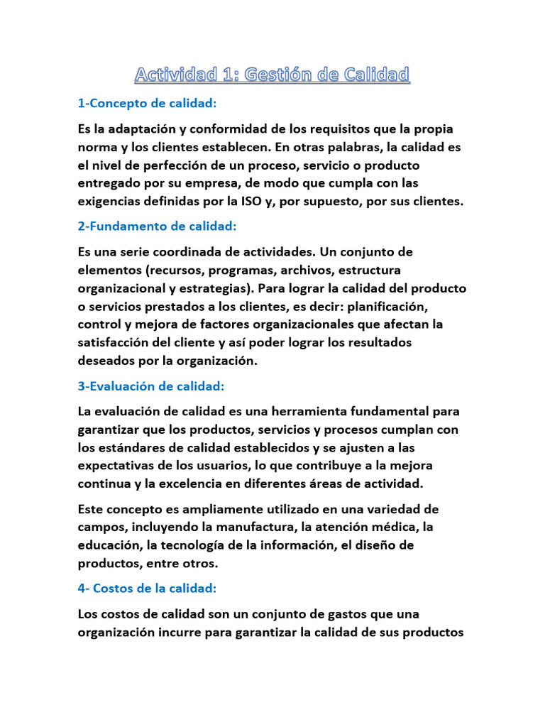 Actividad 1 | PDF | Calidad (comercial) | Business