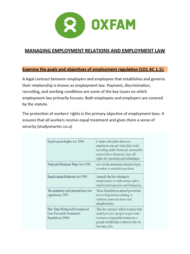 Managing Employment Relations and Employment Law | PDF | Employment ...