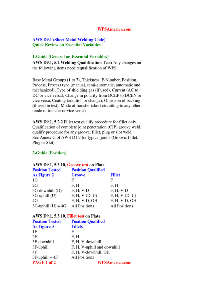 AWS D9.1 Guides | PDF