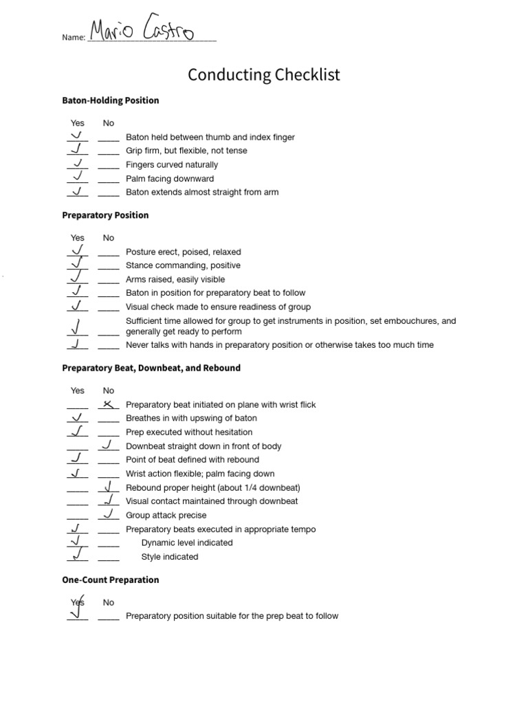 Conducting Checklist | PDF | Hand