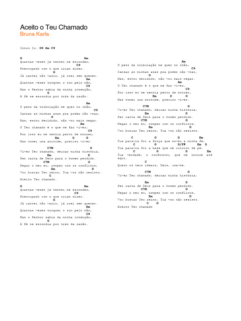Aceito o Teu Chamado | PDF | Fé