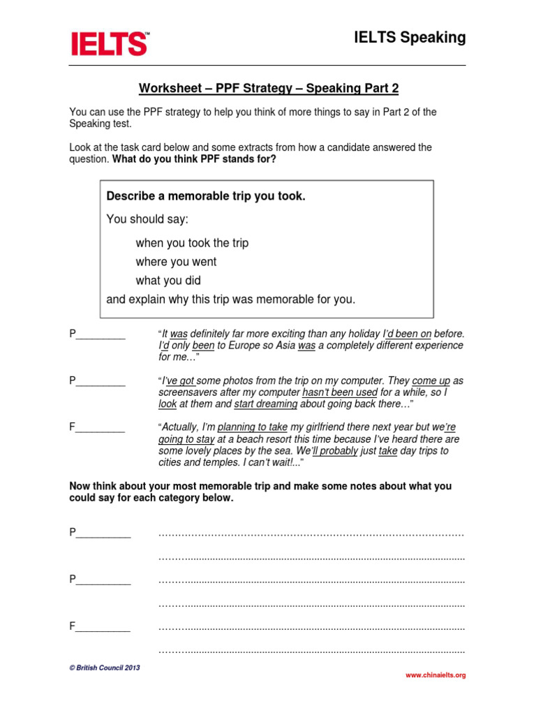 IELTS Speaking Part 2 PPF Strategy | PDF | Games & Activities