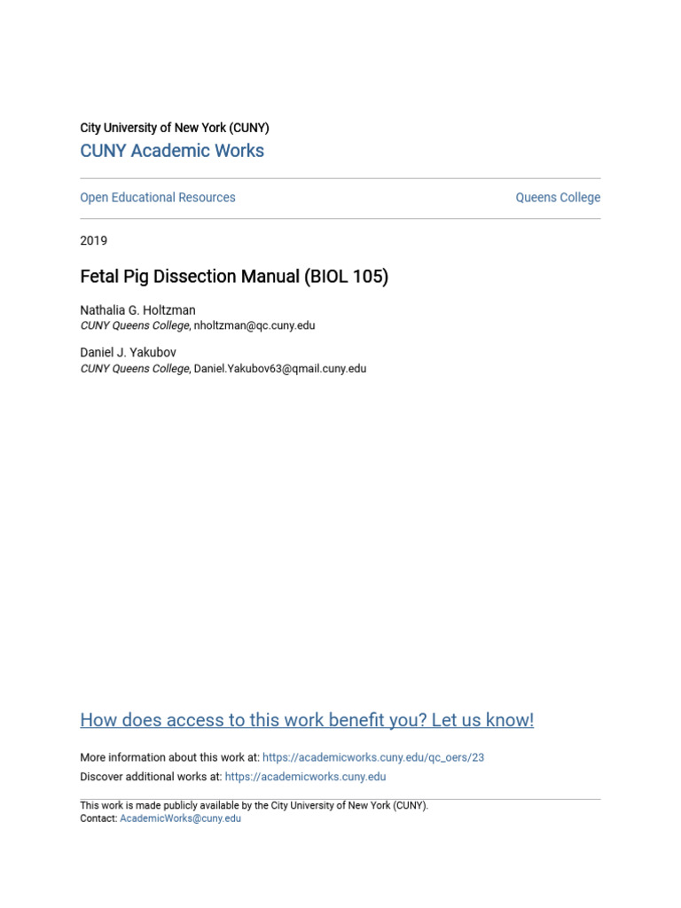 Fetal Pig Dissection Manual for BIOL 105 | PDF | Small Intestine | Larynx