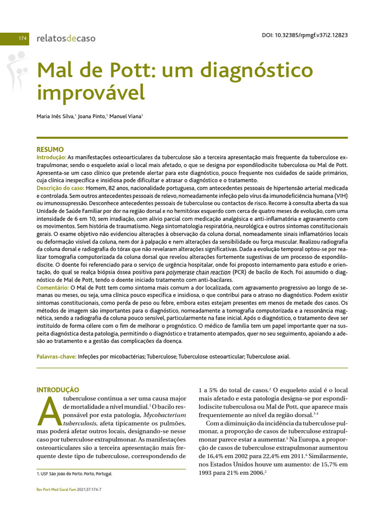 Mal de Pott | Download grátis PDF | Mycobacterium tuberculosis ...