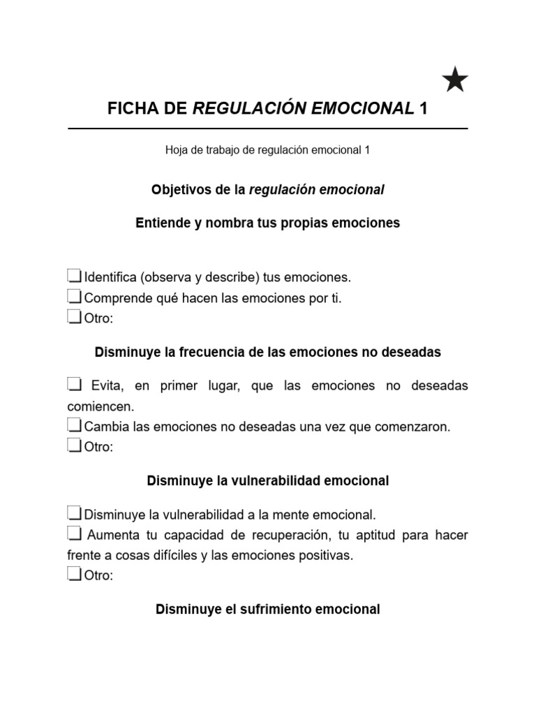 Fichas de Regulación Emocional 1-5 | PDF | Las emociones ...