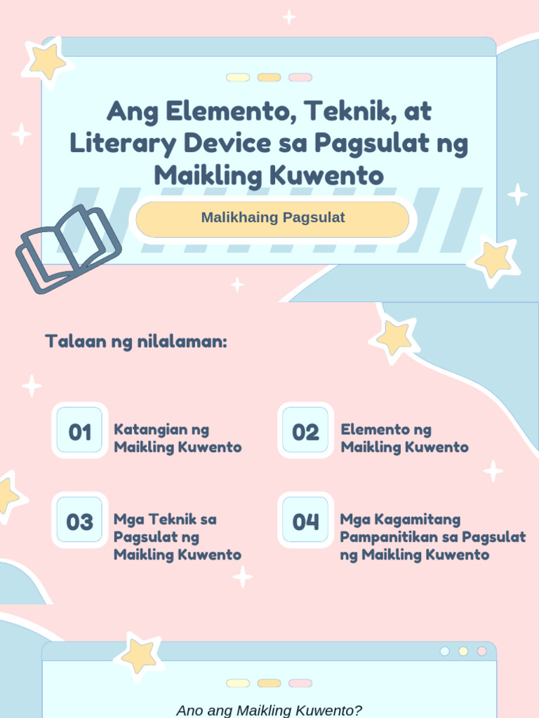 Ang Elemento Teknik at Literary Device Sa Pagsulat NG Maikling Kuwento ...