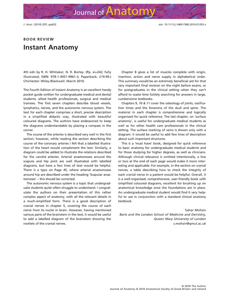 Instant Anatomy | PDF | Anatomy | Human Anatomy