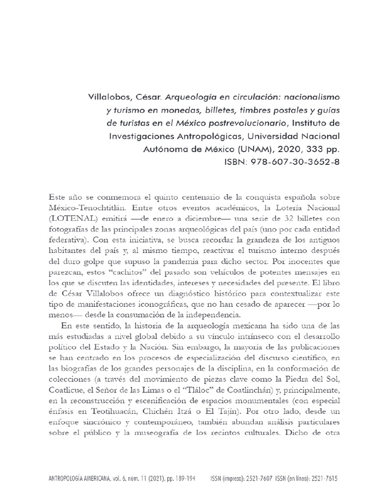 Vista de Villalobos, César. Arqueología en Circulación - Nacionalismo y ...