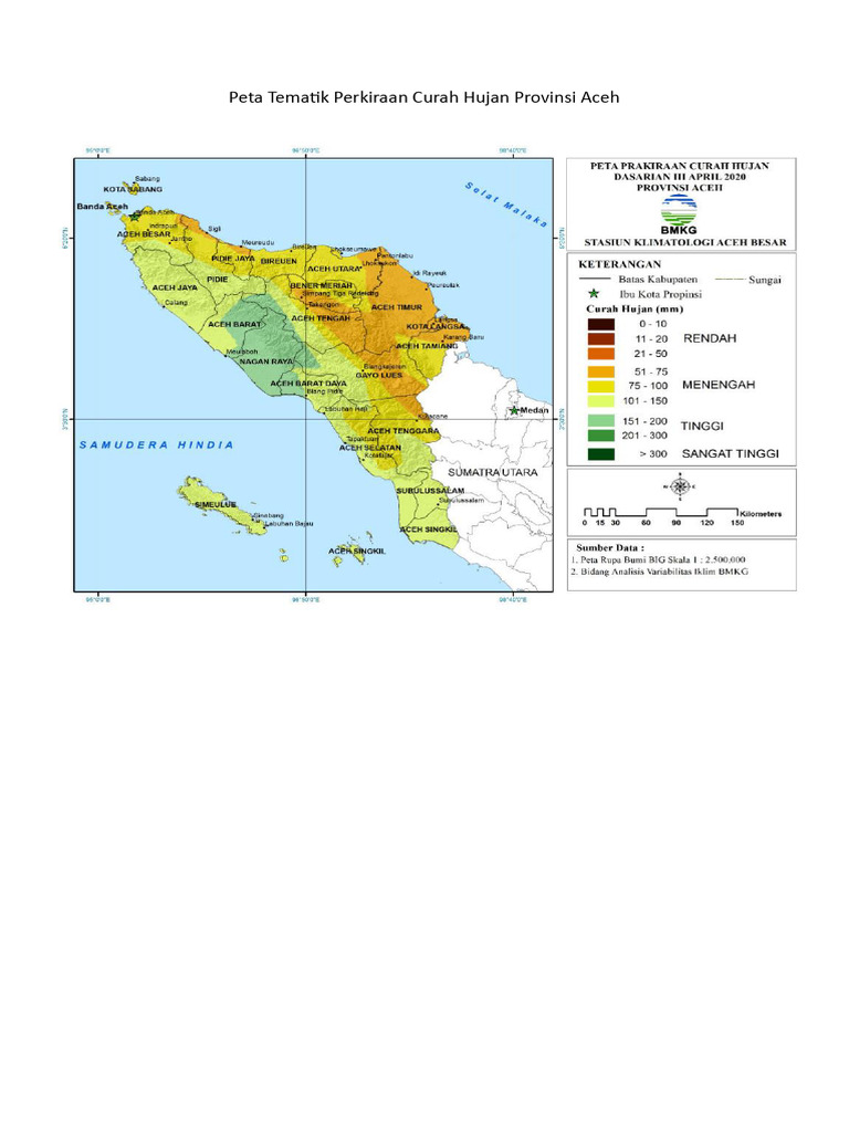 Peta Tematik Perkiraan Curah Hujan Provinsi Aceh | PDF