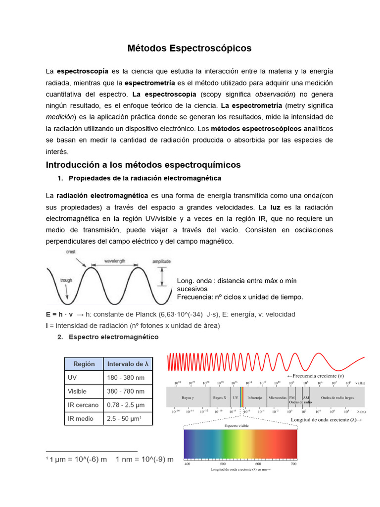 Tema 3 + 4 | PDF | Espectroscopía ultravioleta-visible | Radiación ...