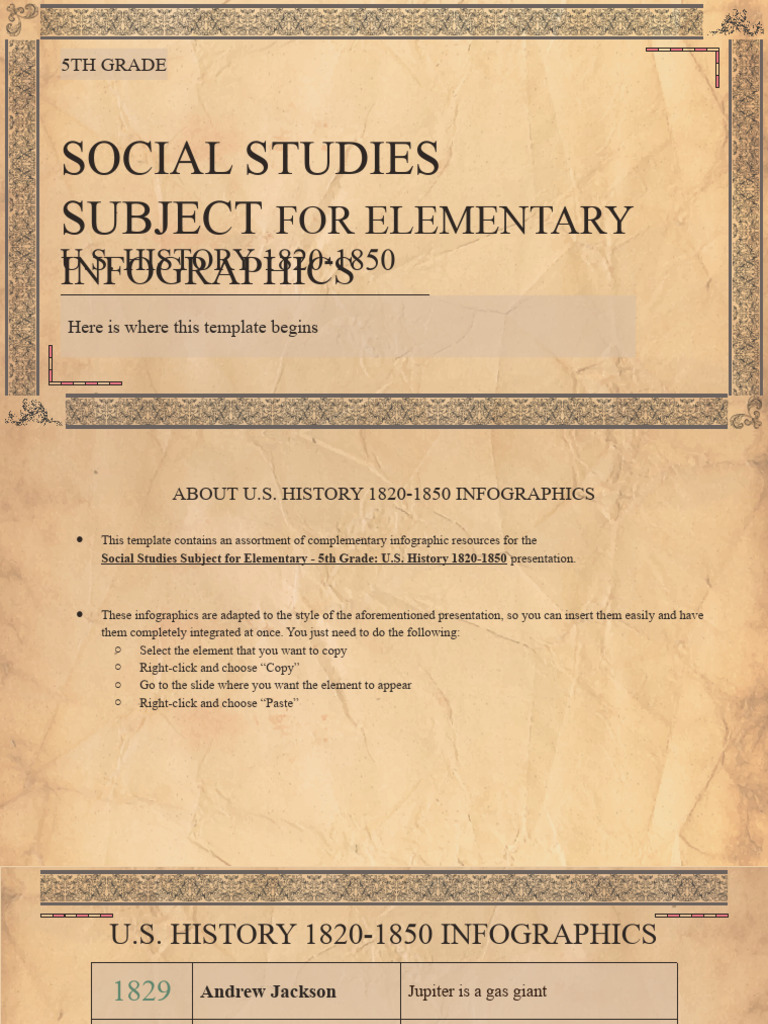 Social Studies Subject For Elementary - 5th Grade - U.S. History 1820 ...