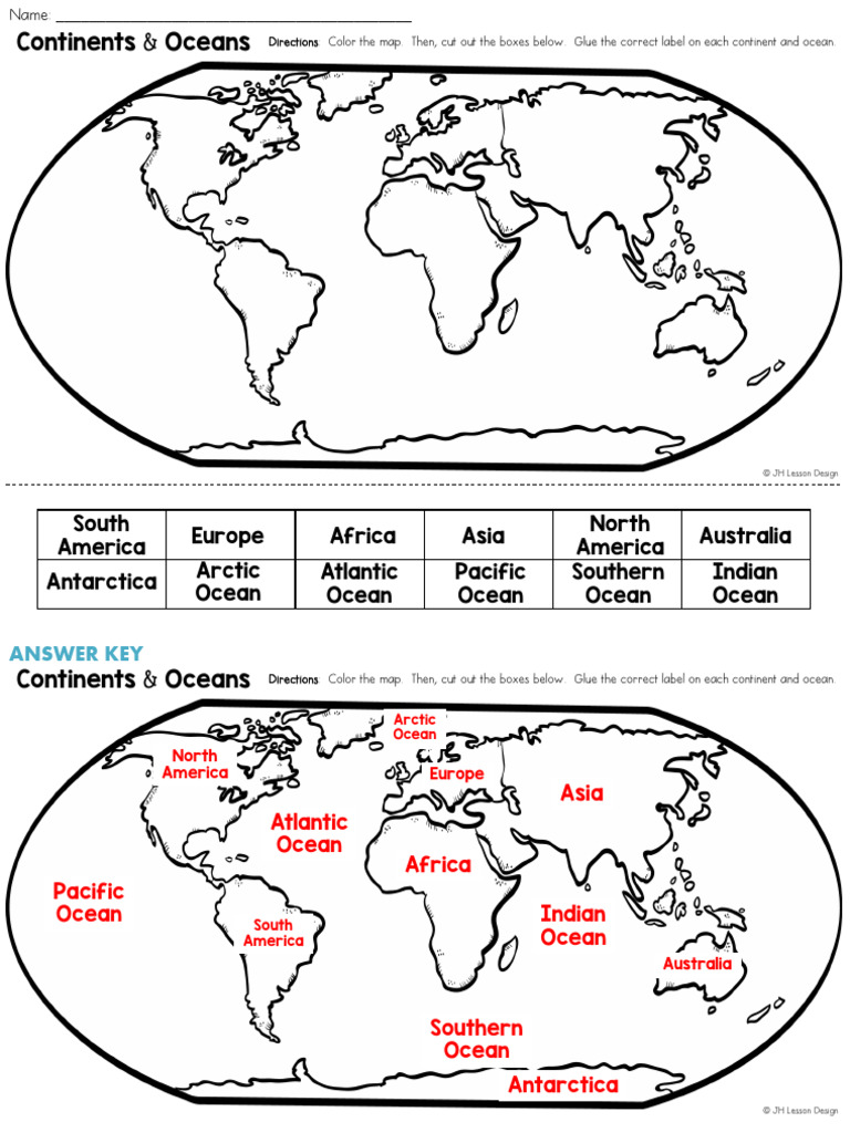 Label Continents and Oceans | PDF