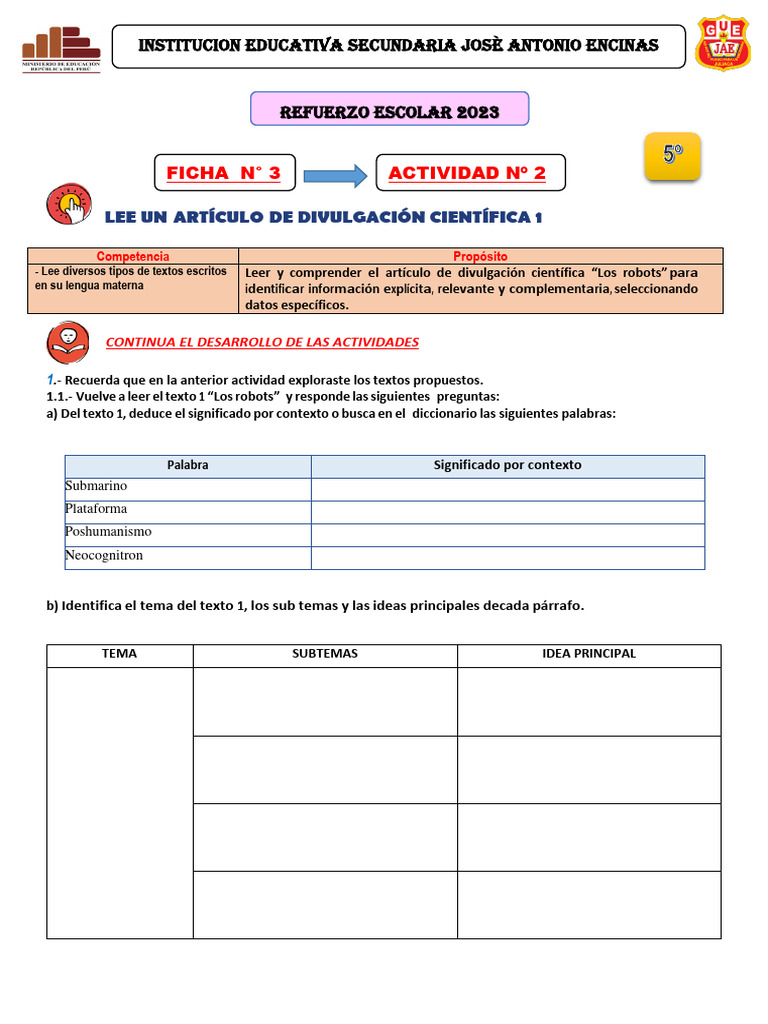 Ficha 3 Actividad 2 | PDF