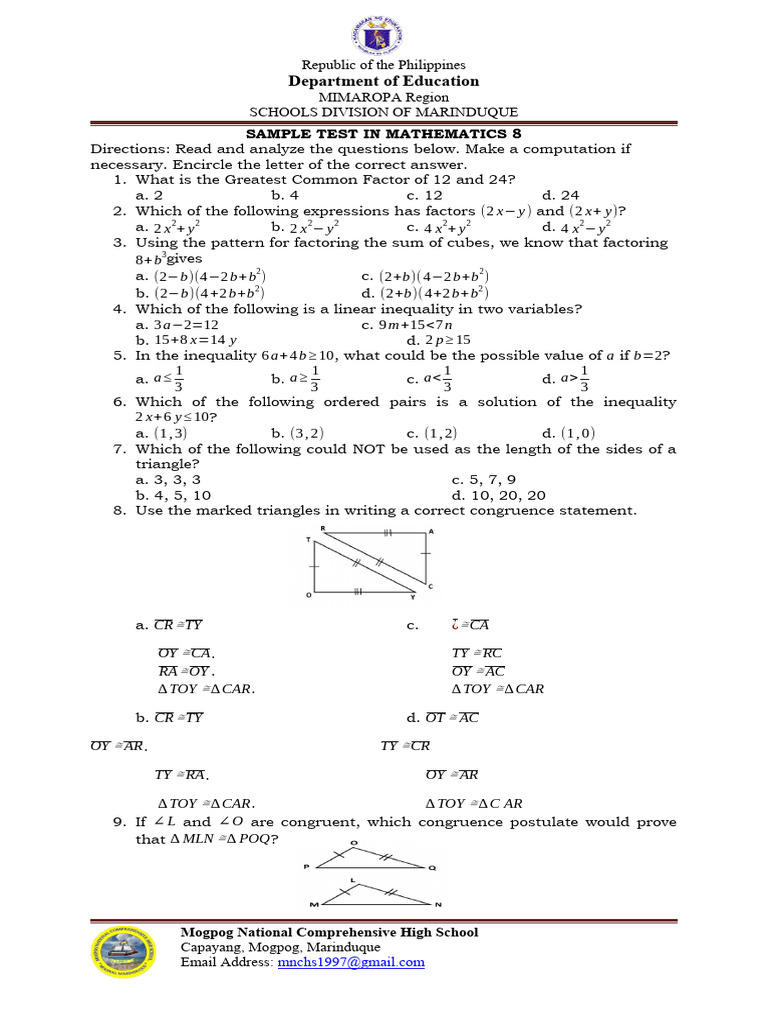 Mathematics 8 | PDF | Geometry | Arithmetic