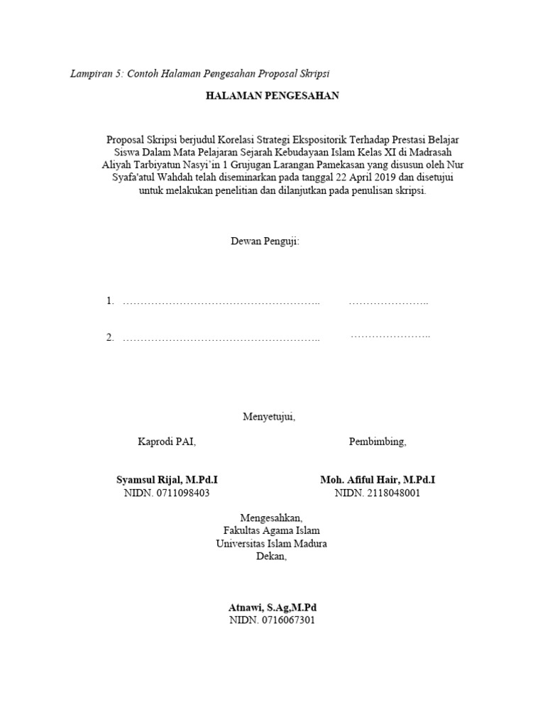 Halaman Pengesahan Proposal 2023 | PDF