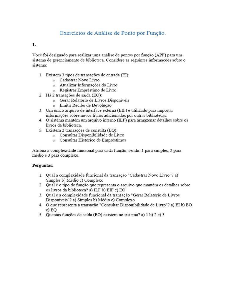 Exercicio APF-2 Sem Respostas | PDF | Bibliotecas | Arquivo de computador