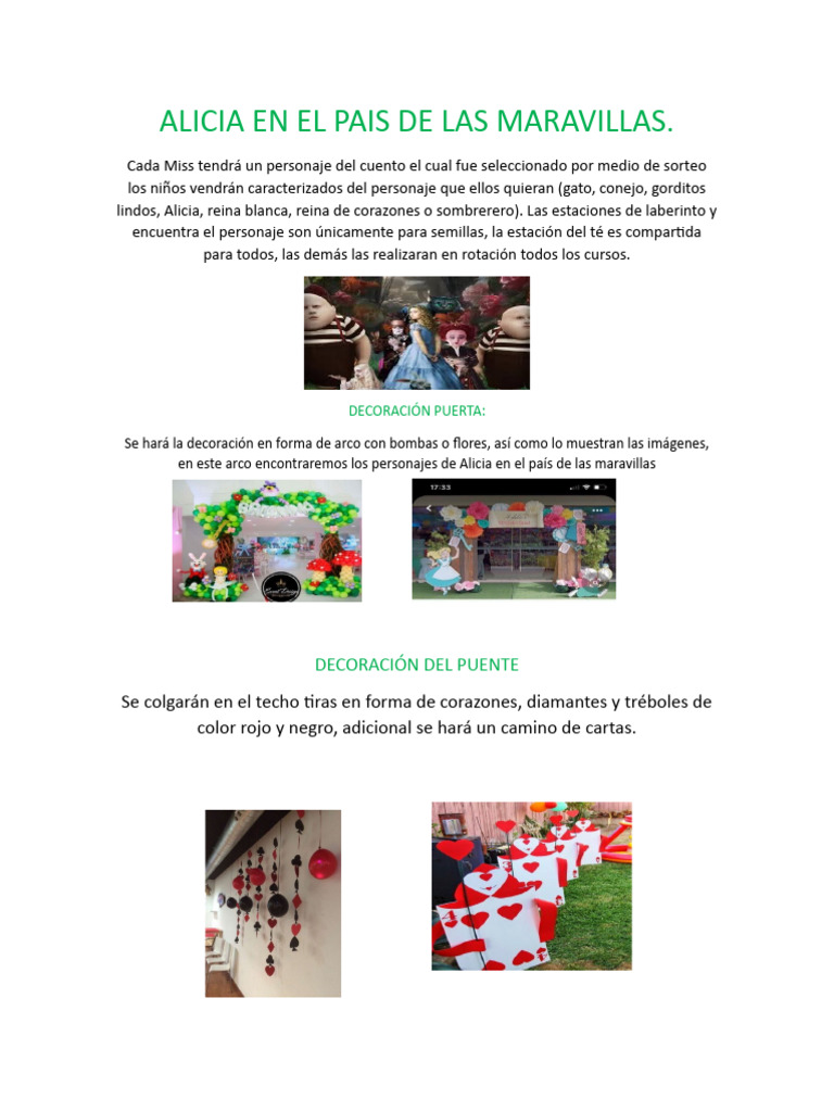 Actividades de Alicia en el País de las Maravillas | PDF | Las ...